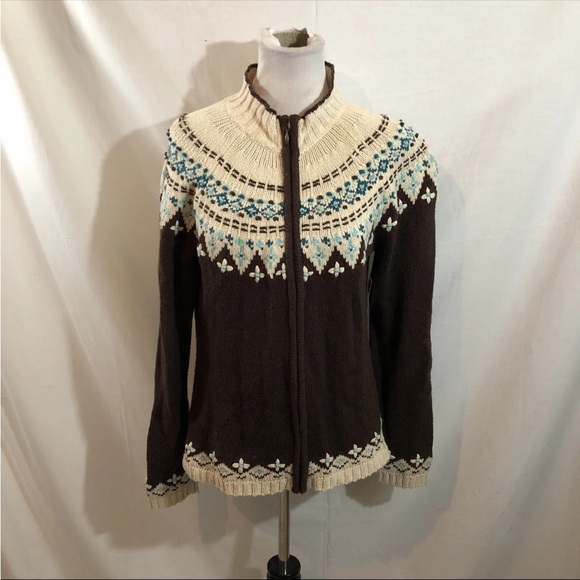 Northcrest | Sweaters | Northcrest Brown Coffee Bean Zip Front Sweater ...
